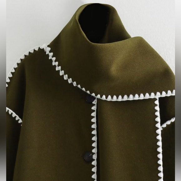 Jackets & Coats | 20 Contrast Soft Embroidered Scarf Jacket In Olive ...